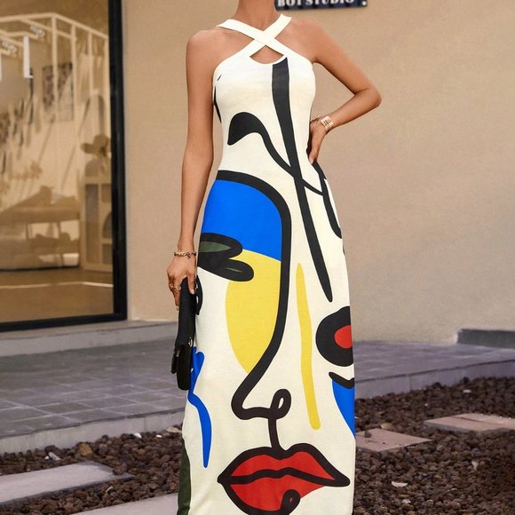 LC FASHION | Dresses | Summer Dresshalter Neck Dress Summer Vacation ...